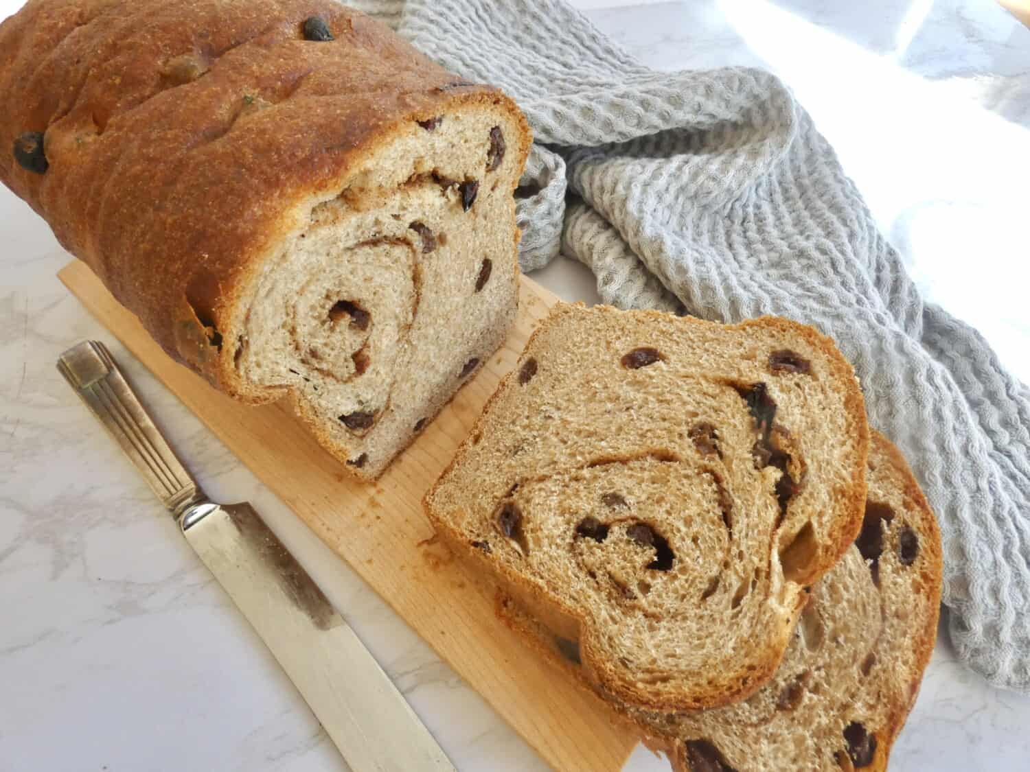 Whole Wheat Cinnamon Raisin Swirl Bread - Half the Sugar