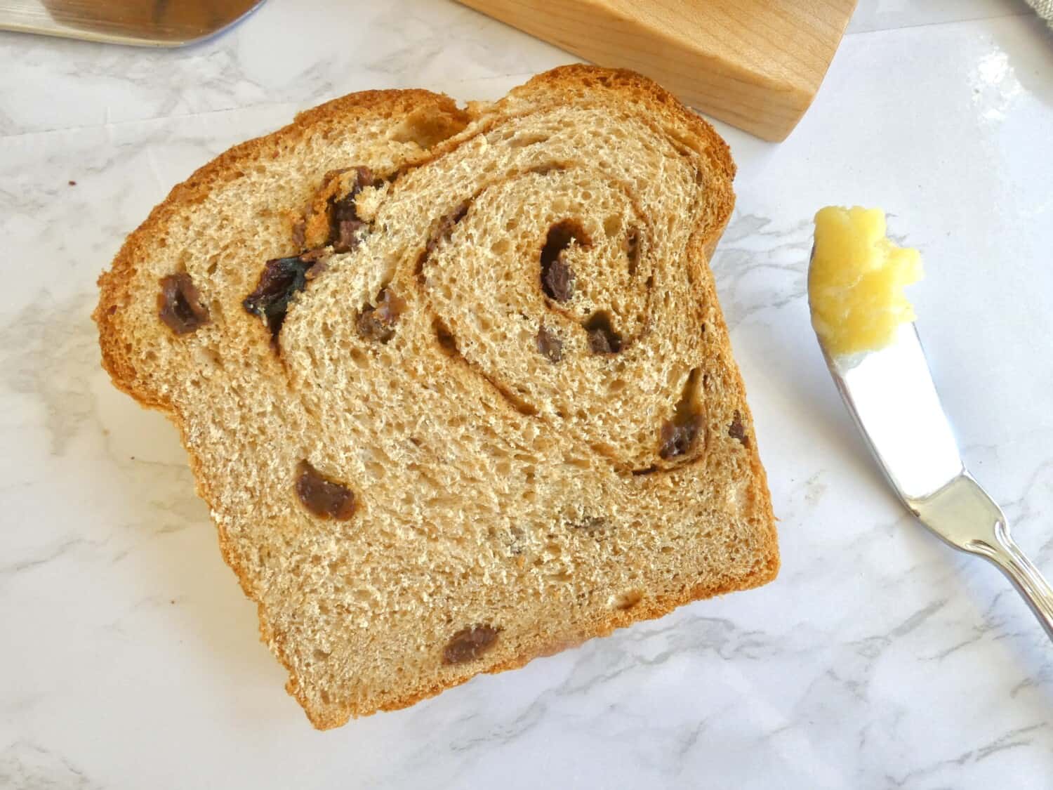 Whole Wheat Cinnamon Raisin Swirl Bread - Half the Sugar